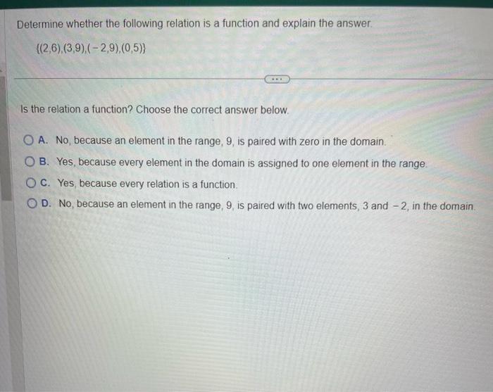 Solved Determine whether the following relation is a | Chegg.com