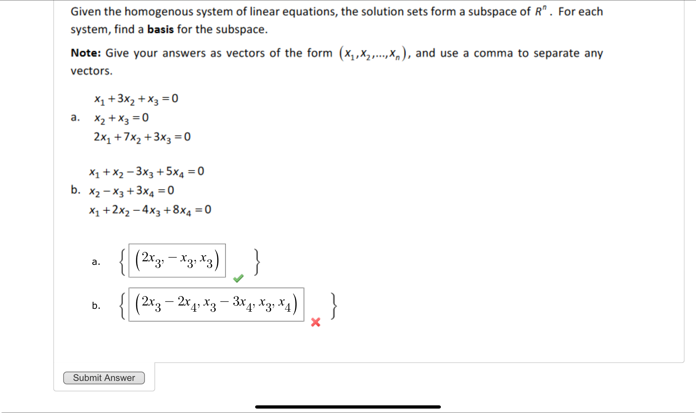 Solved Given the homogenous system of linear equations, the | Chegg.com