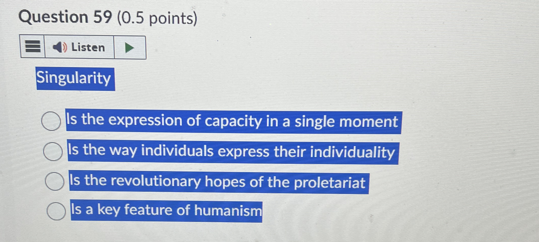 Solved Question 59 ( 0.5 ﻿points)SingularityIs the | Chegg.com