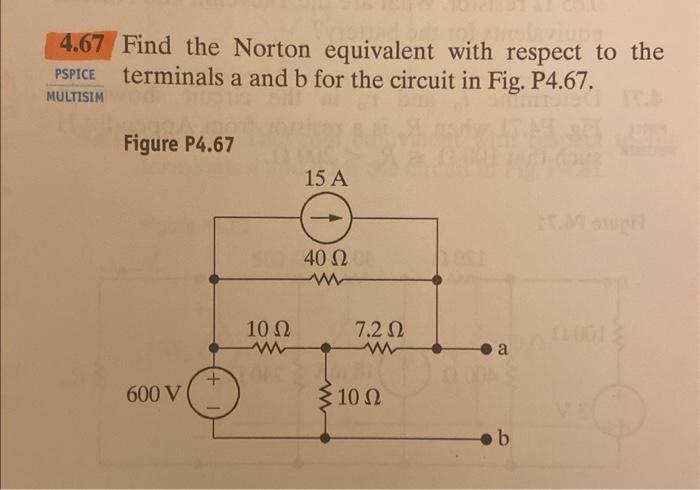 Solved 4.67 Find the Norton equivalent with respect to the | Chegg.com