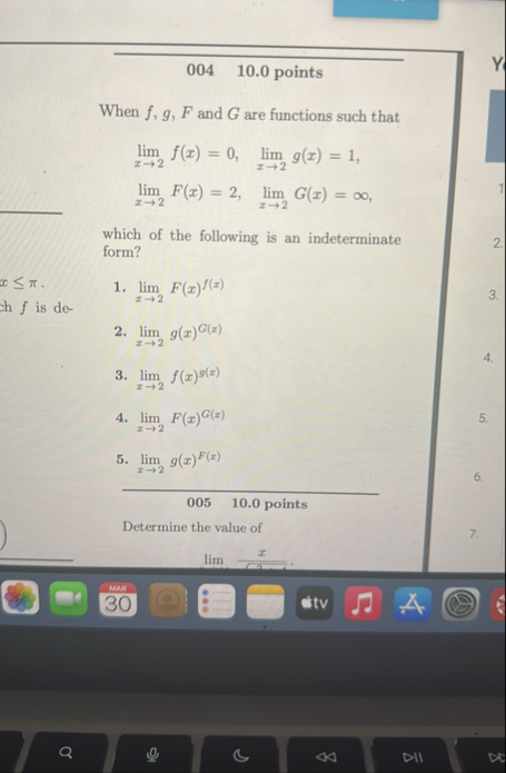 Solved 004,10.0 ﻿pointsWhen f,g,F ﻿and G ﻿are functions such | Chegg.com