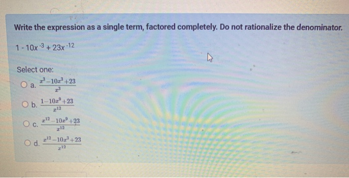 Solved Write the expression as a single term, factored | Chegg.com