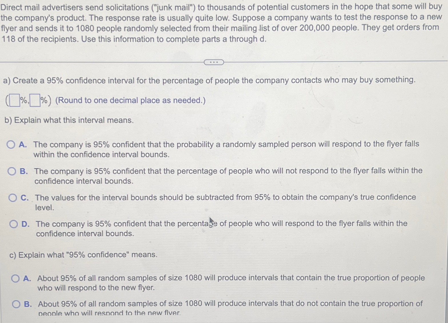 Solved Direct mail advertisers send solicitations ("junk | Chegg.com