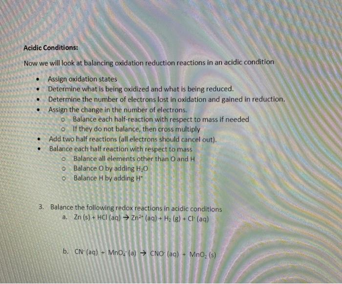 Solved Balancing Oxidation Reduction Reaction Worksheet 1. | Chegg.com