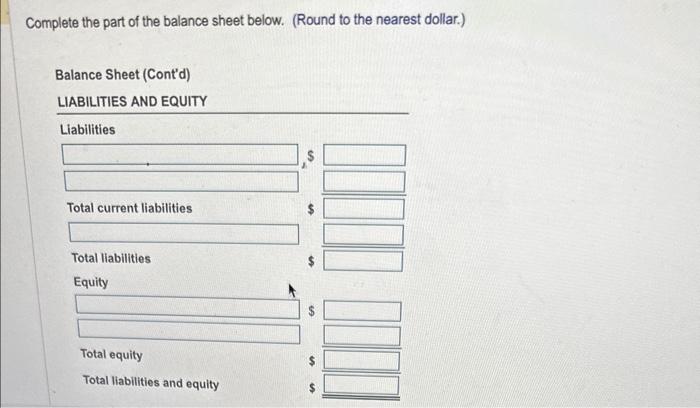 Solved (Preparing a balance sheet) Prepare a balance sheet | Chegg.com
