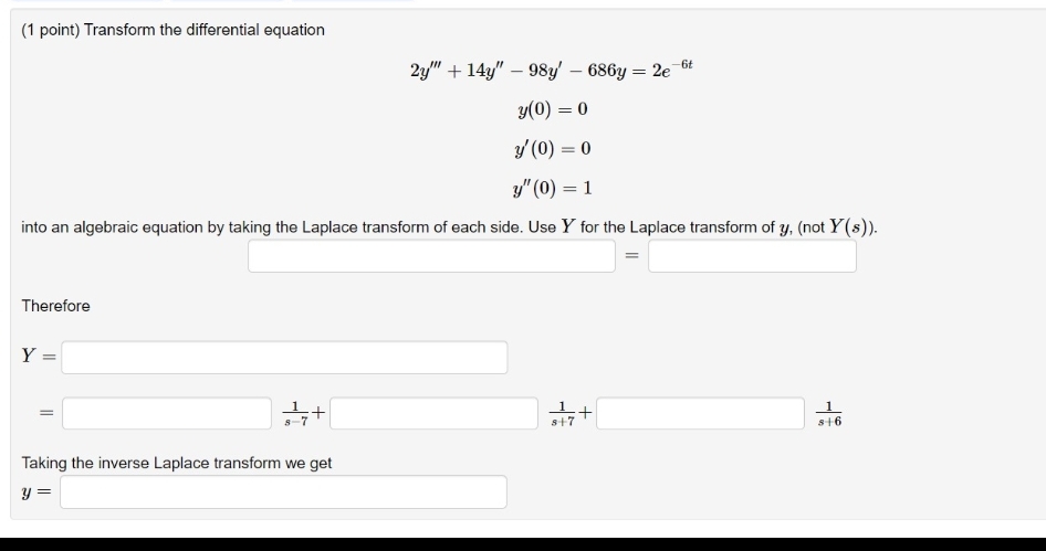 Solved (1 ﻿point) ﻿Transform the differential | Chegg.com