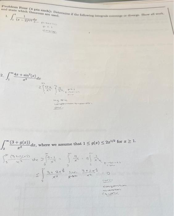 Solved And state which theorems are tnocl. 1. ∫14(x−2)2dx1dx | Chegg.com