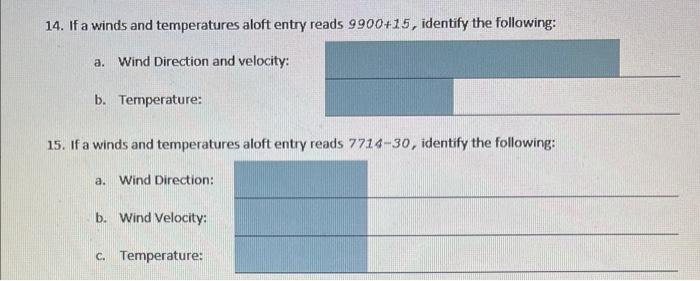 Solved utilitizing the below winds aloft forecast, answer | Chegg.com