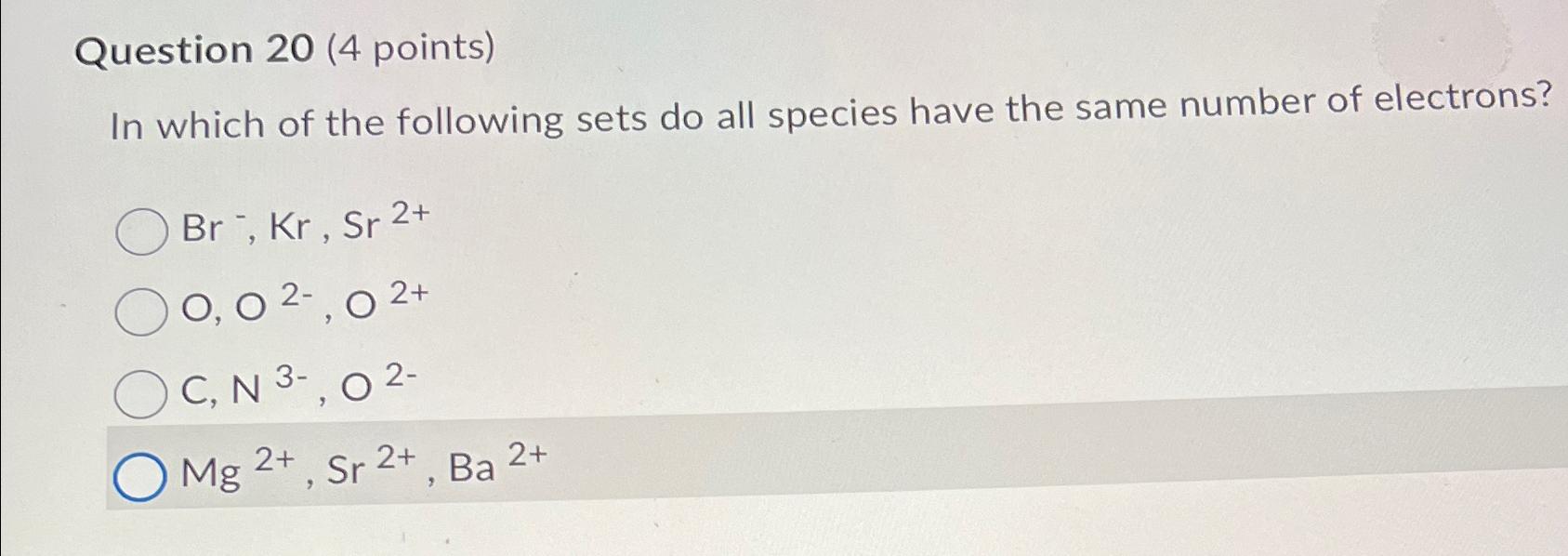 Solved Question 20 (4 ﻿points)In which of the following sets | Chegg.com