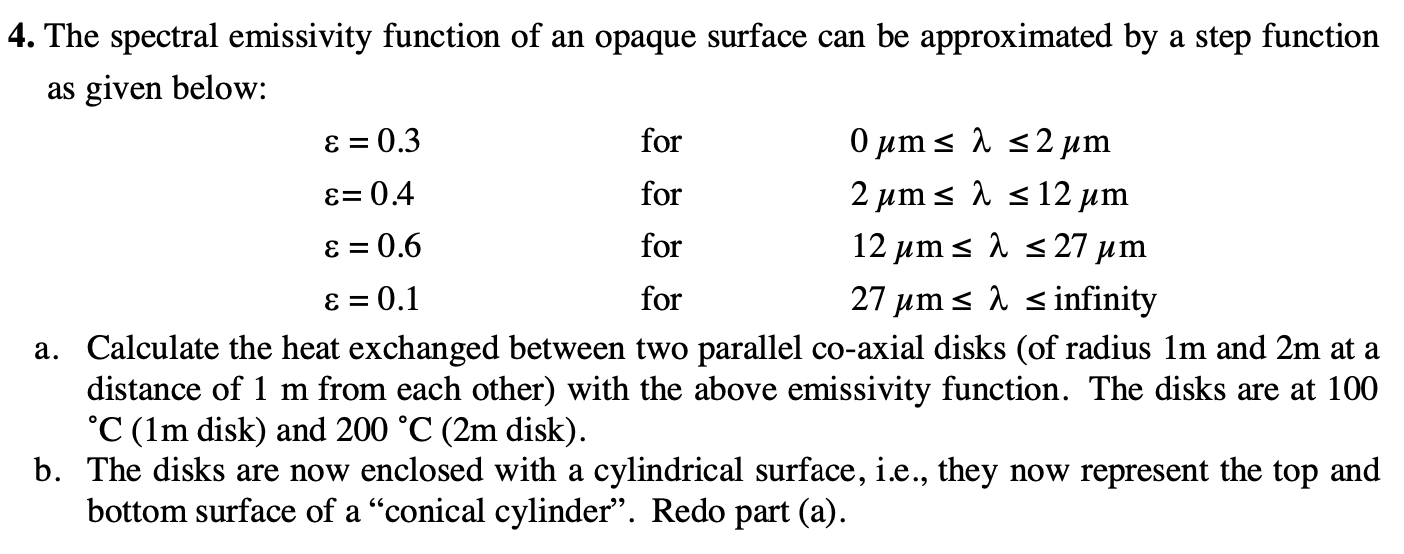 Solved The spectral emissivity function of an opaque surface | Chegg.com