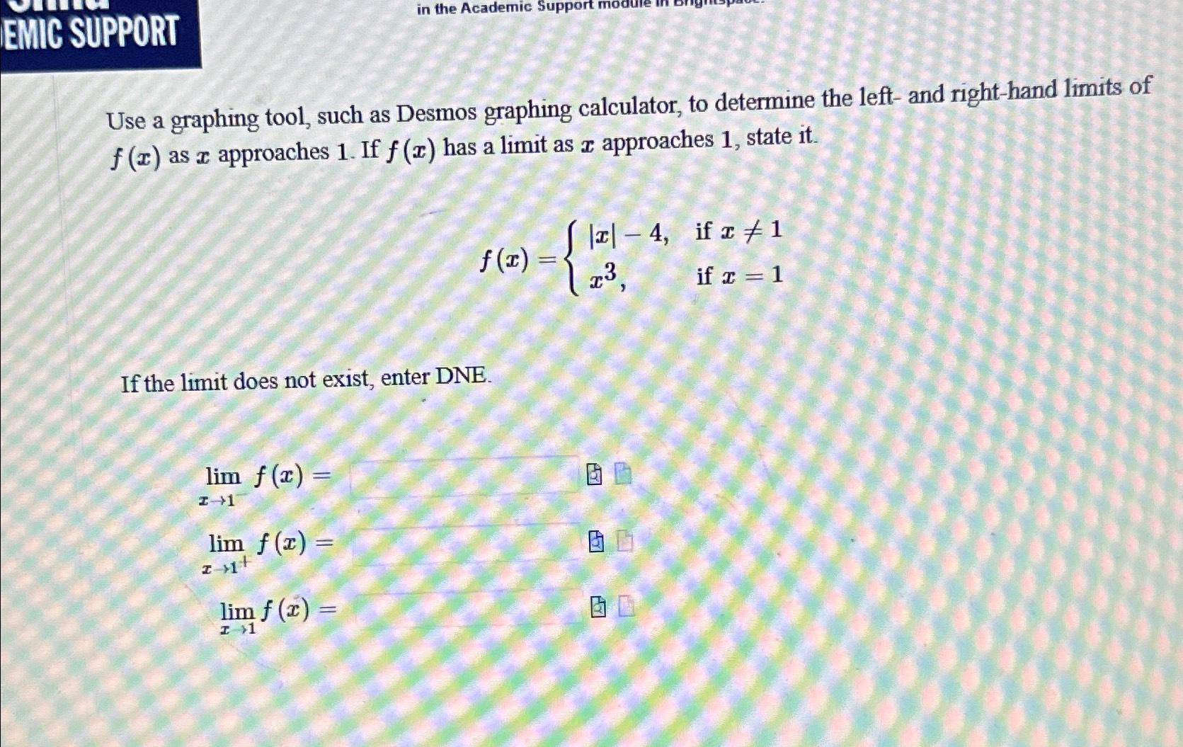 Solved EMCG SUPPORTUse a graphing tool, such as Desmos | Chegg.com