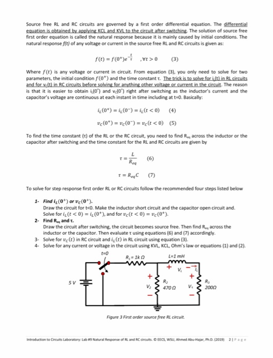 Solved Name: Grade: Lab #9 Natural Response First Order RL | Chegg.com