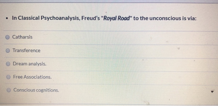 Solved • In Classical Psychoanalysis, Freud's "Royal Road" | Chegg.com