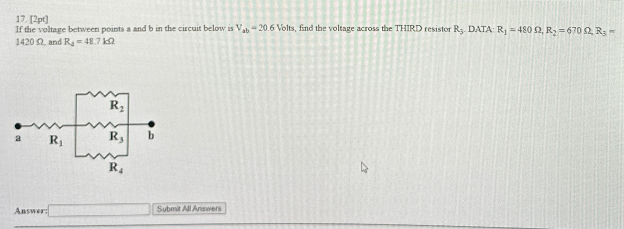 Solved [2pt]If the voltage between points a and b ﻿in the | Chegg.com