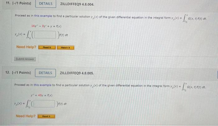 Solved Proceed as in this example to find a particular | Chegg.com