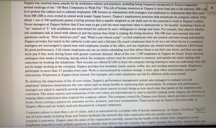 Solved MANAGING PEOPLE Zappos Faces Competitive Challenges | Chegg.com