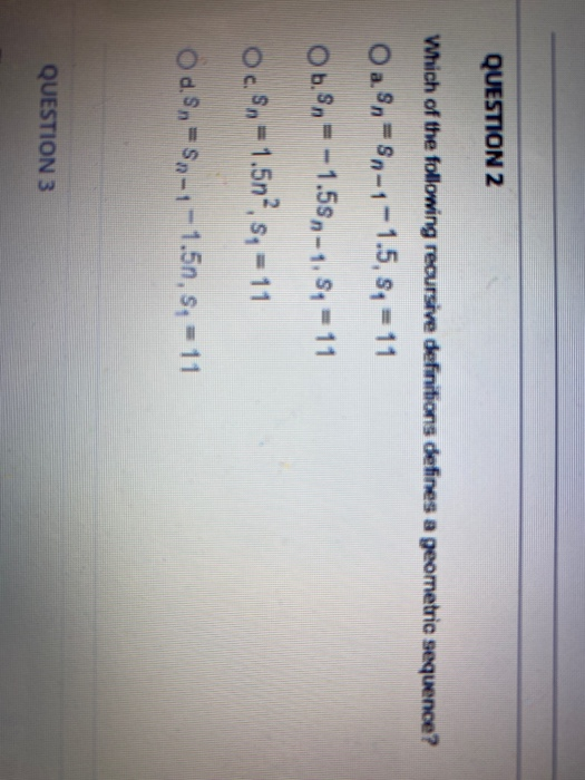 Solved QUESTION 2 Which of the following recursive | Chegg.com