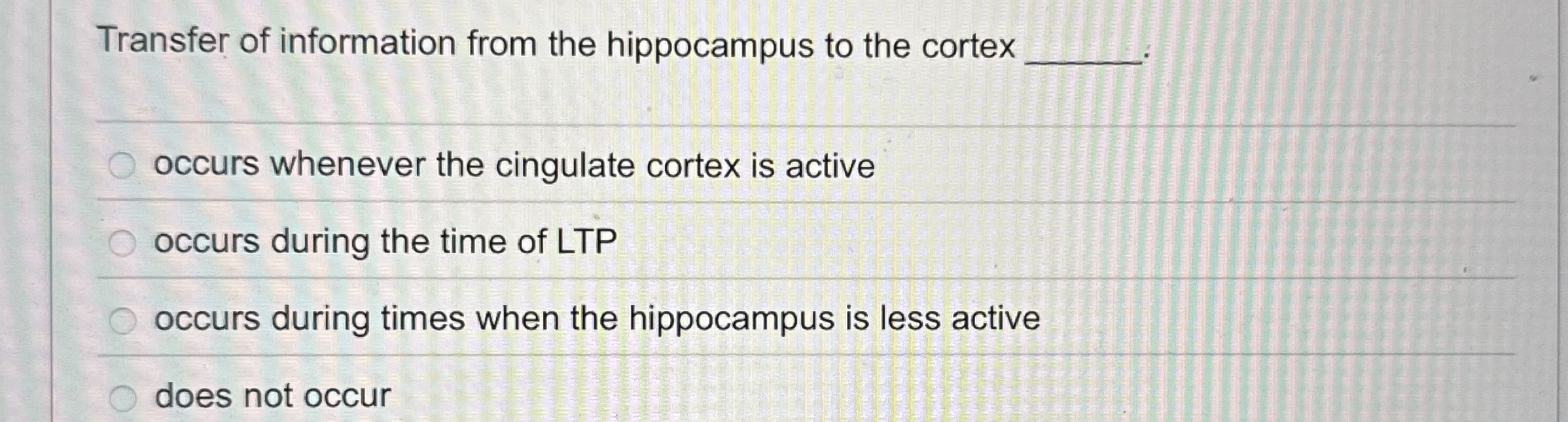 Solved Transfer of information from the hippocampus to the | Chegg.com