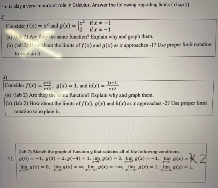 Solved Limits play a very important role in Calculus. Answer | Chegg.com