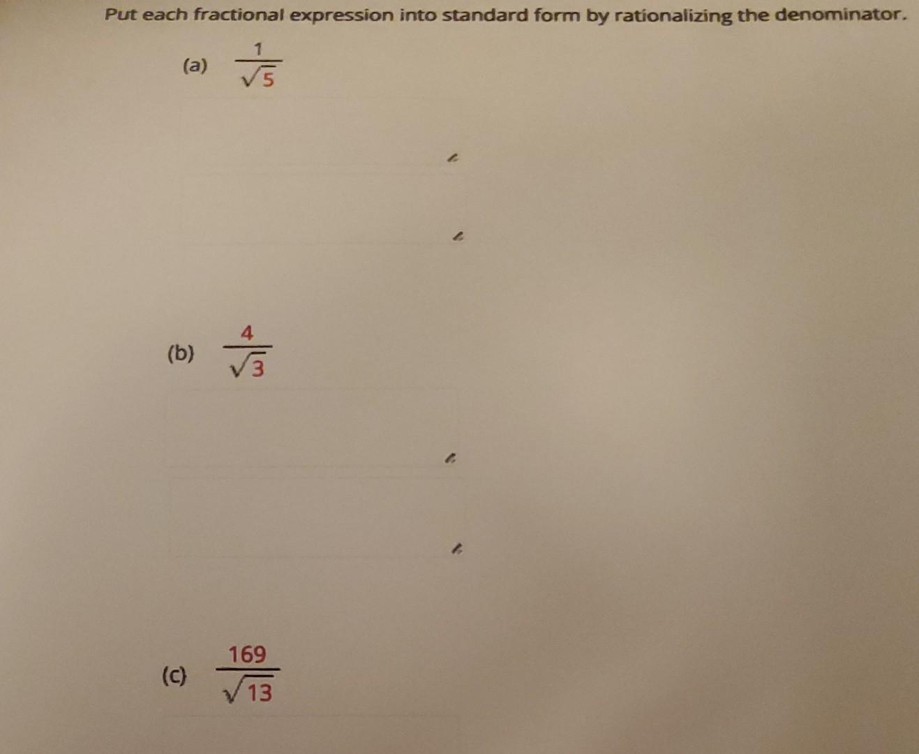 Solved Put each fractional expression into standard form by | Chegg.com
