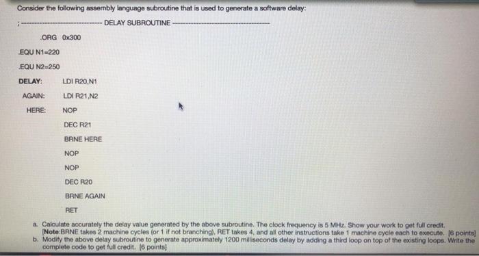 Solved Consider the following assembly language subroutine | Chegg.com