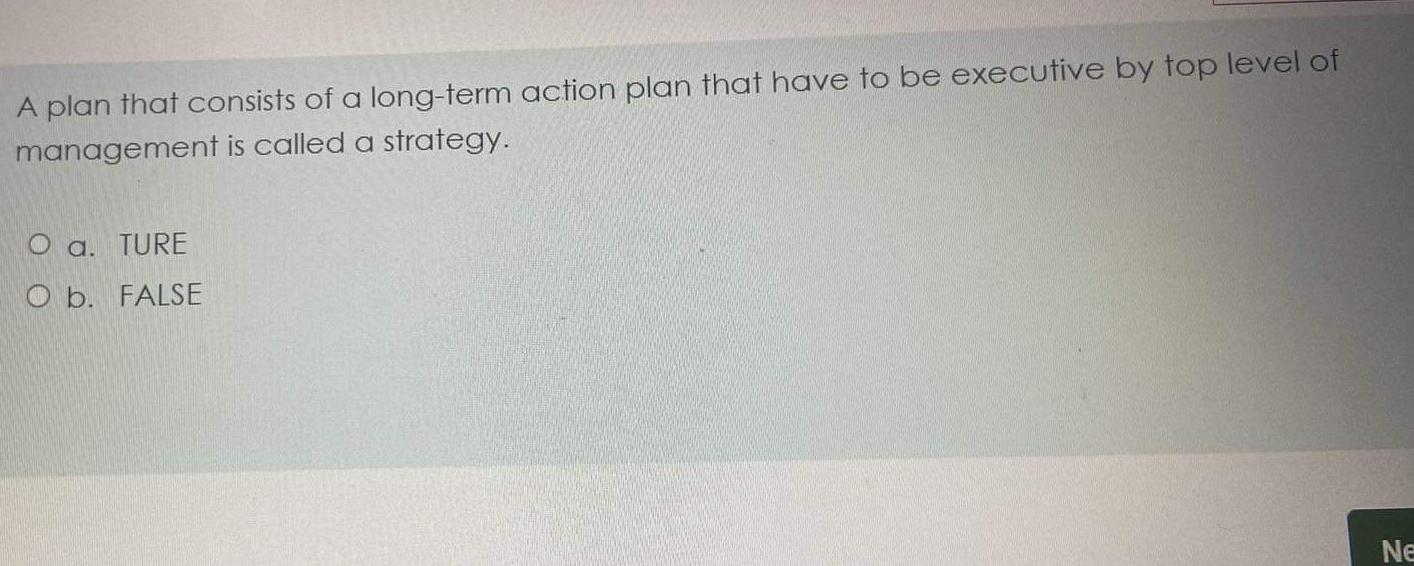 Solved A plan that consists of a long-term action plan that | Chegg.com