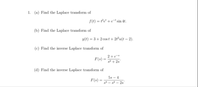Solved (a) ﻿Find the Laplace transform | Chegg.com