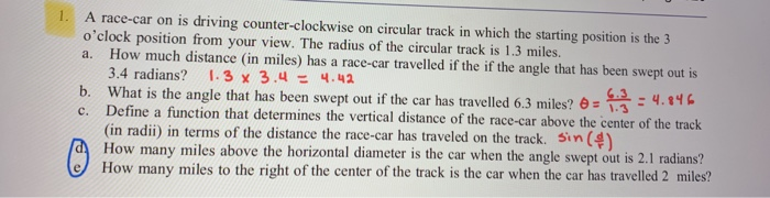 Solved 1. A race-car on is driving counter-clockwise on | Chegg.com