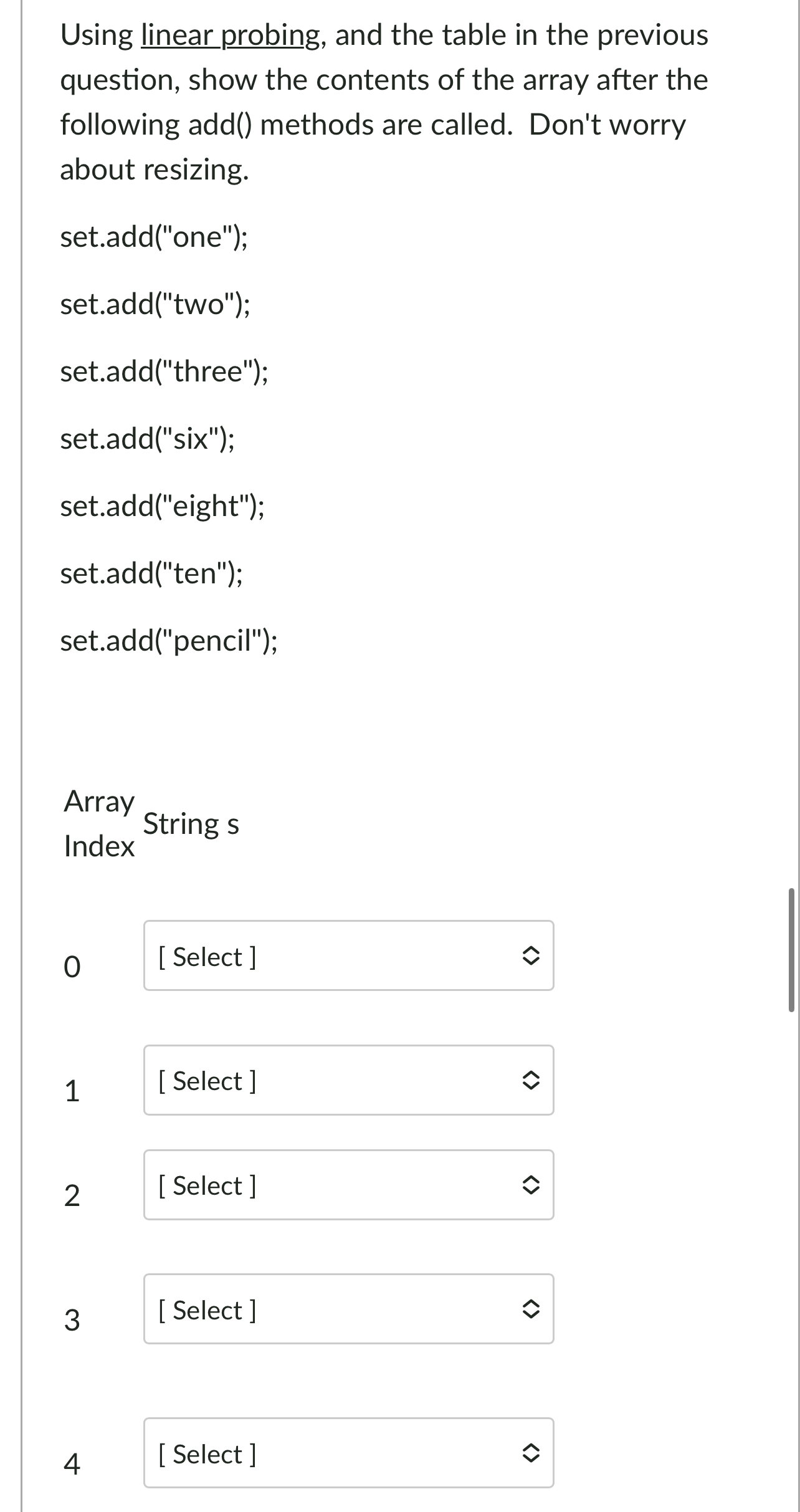 Solved Please explain processUsing linear probing, and the | Chegg.com