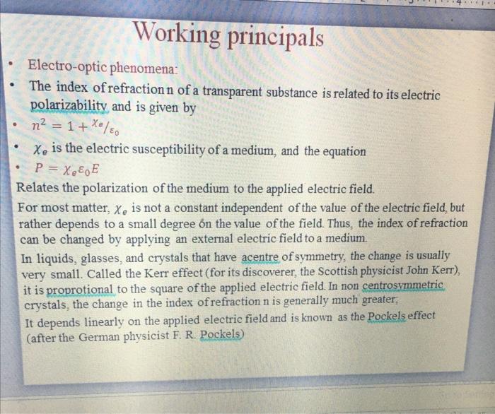 Solved Working principals The Kerr cell, also named as Kerr | Chegg.com