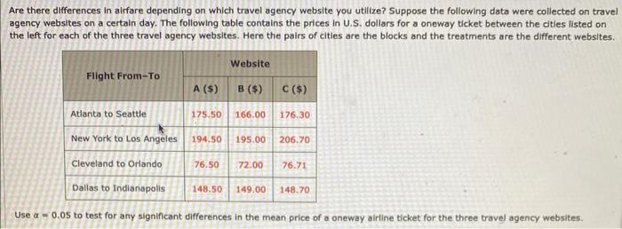 Solved Are there differences in airfare depending on which | Chegg.com