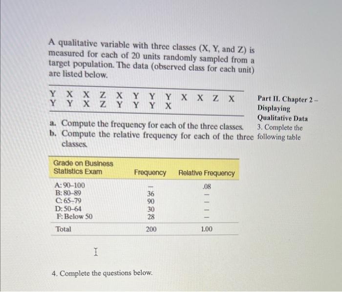 Solved A qualitative variable with three classes (X, Y, and | Chegg.com