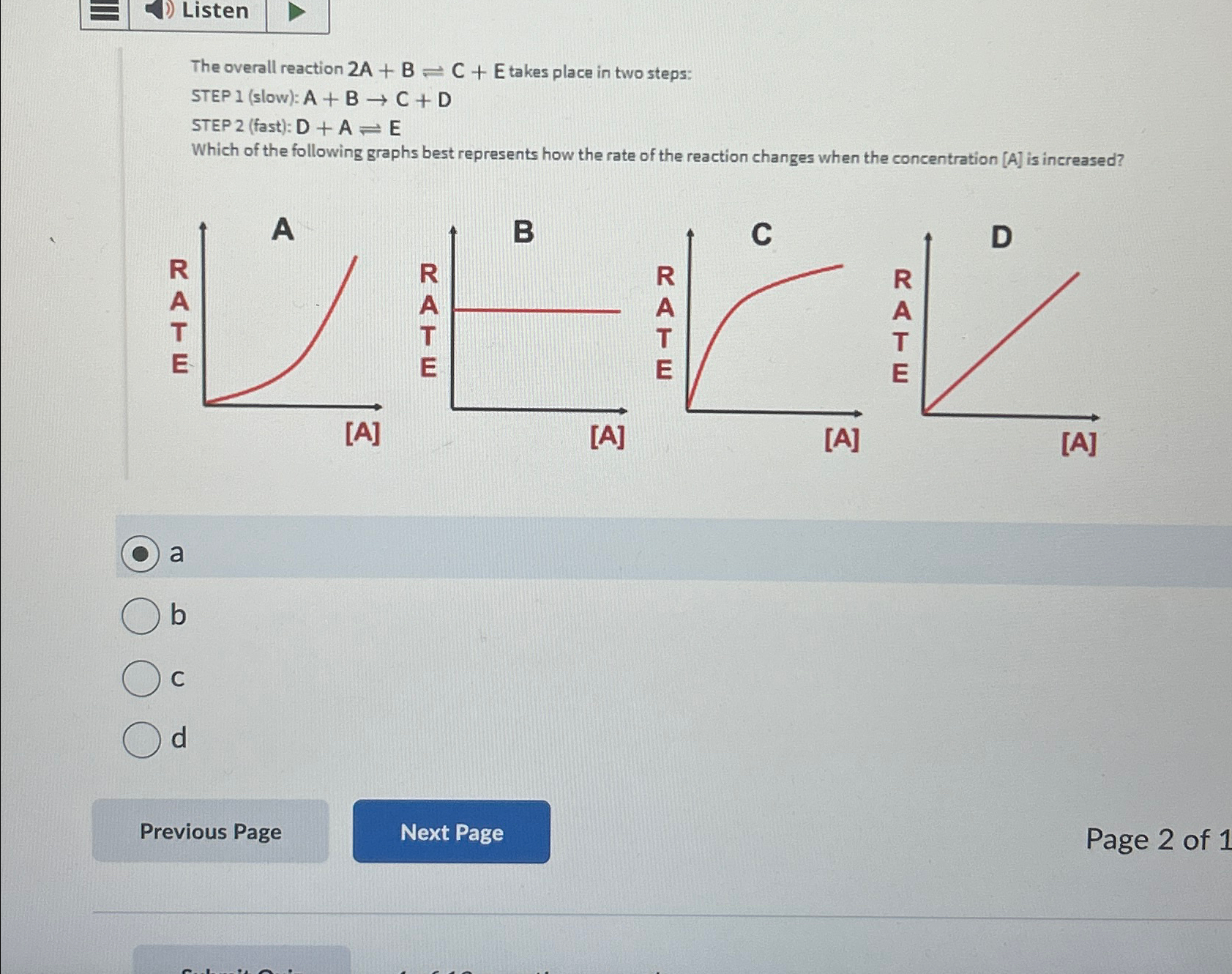 Solved ListenThe overall reaction 2A+B⇌C+E ﻿takes place in | Chegg.com