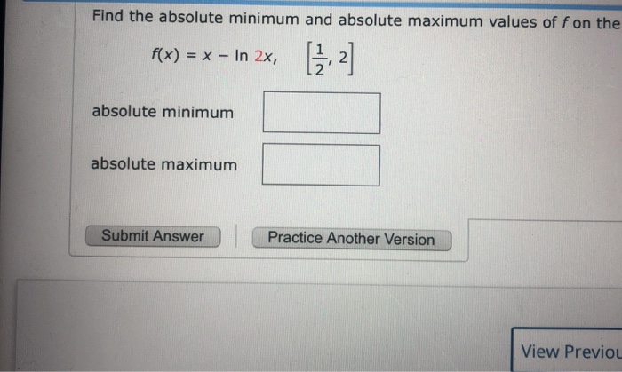 Solved Find the absolute minimum and absolute maximum values | Chegg.com