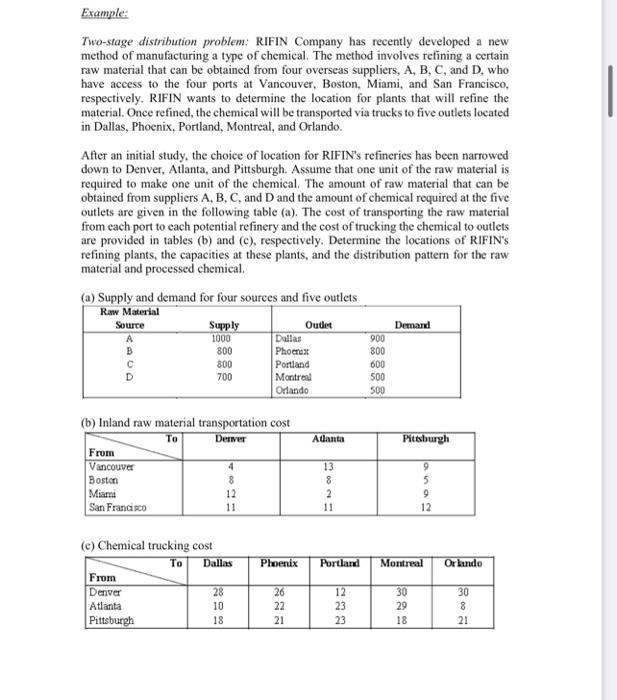 Solved Develop A Mathematical Model For The Transshipment 2813