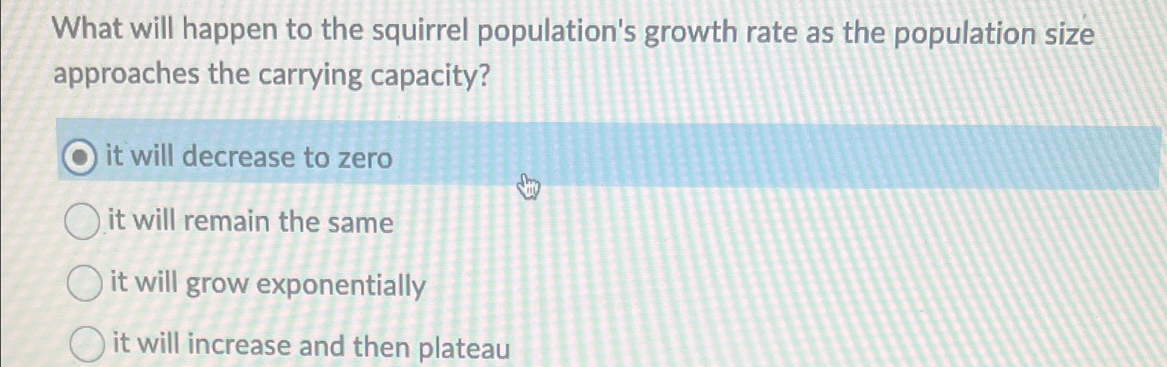 Solved What will happen to the squirrel population's growth | Chegg.com
