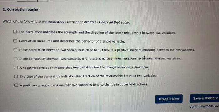 Solved Which of the following statements about correlation | Chegg.com