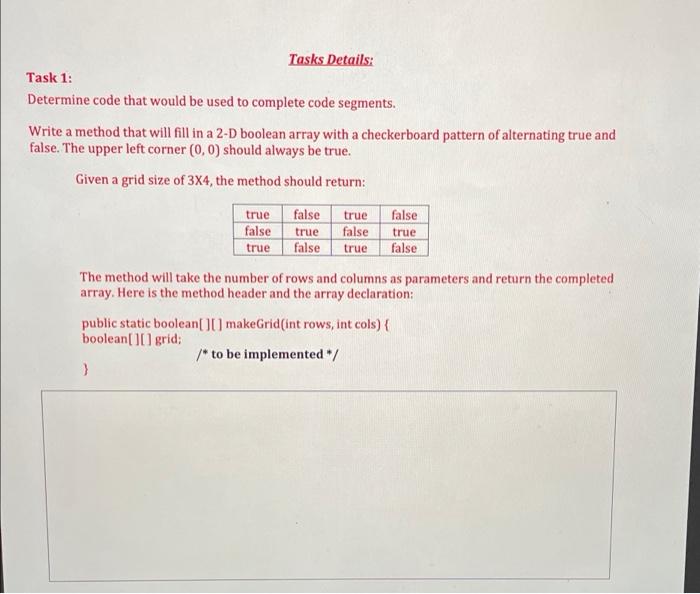 Solved Tasks Details: Task 1: Determine code that would be | Chegg.com