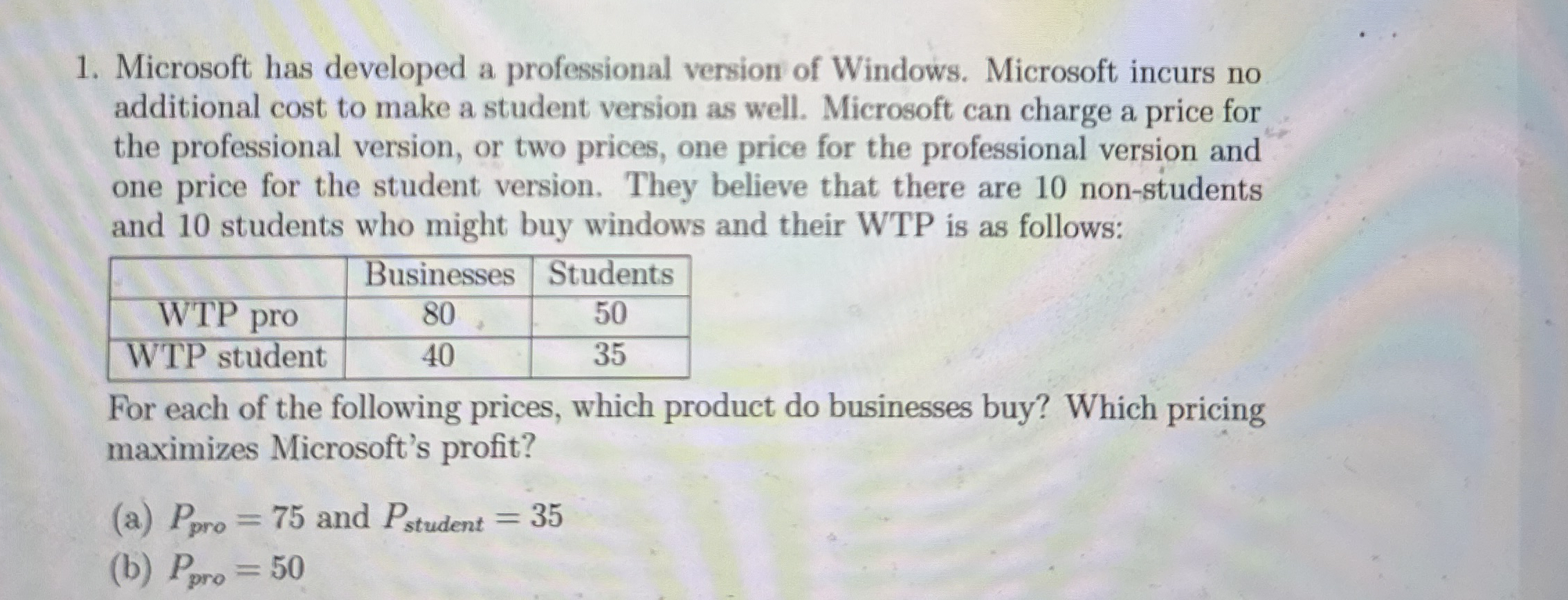 Solved Microsoft has developed a professional version of | Chegg.com