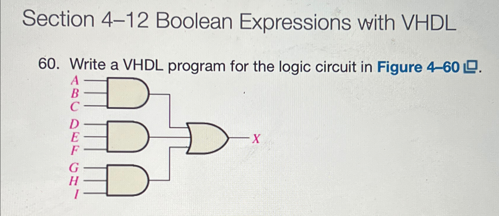 Solved Section 4-12 ﻿Boolean Expressions with VHDL60. ﻿Write | Chegg.com