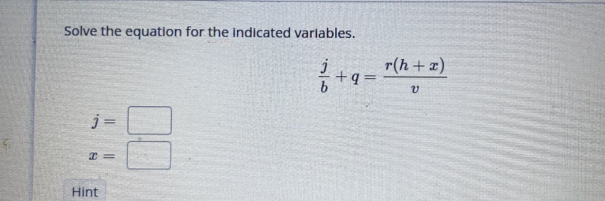 Solved Solve the equation for the indicated | Chegg.com