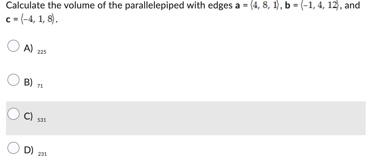 Solved Calculate the volume of ﻿the parallelepiped with | Chegg.com