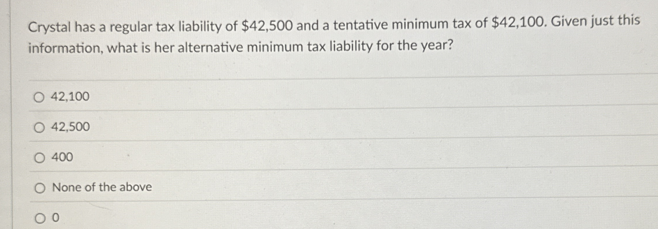 High Quality SOLUTION Crystal has a regular tax liability of $42,500 ﻿and a | Chegg.com