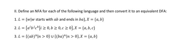 Solved II. Define an NFA for each of the following language | Chegg.com
