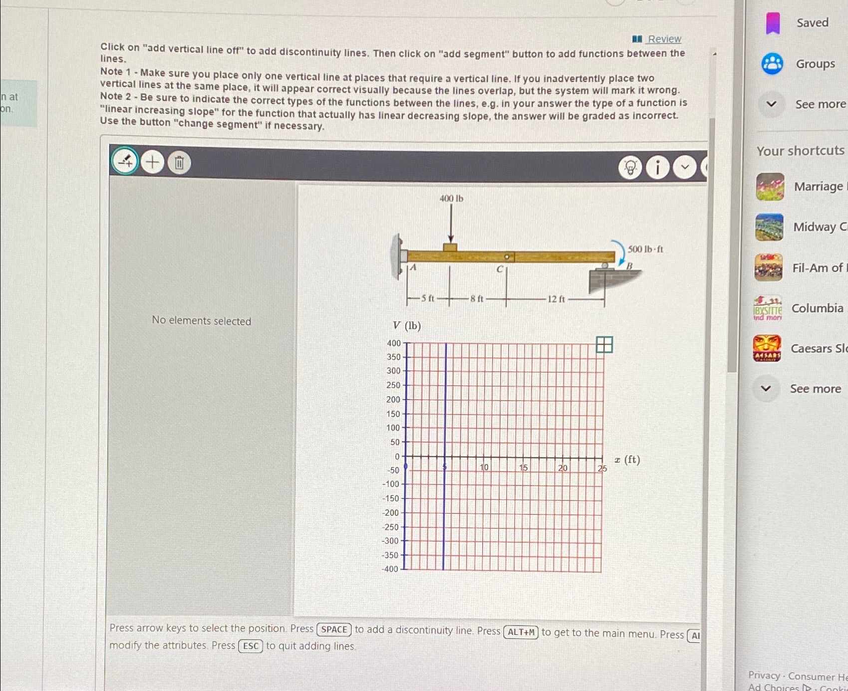 Solved ReviewClick on "add vertical line off" to add | Chegg.com
