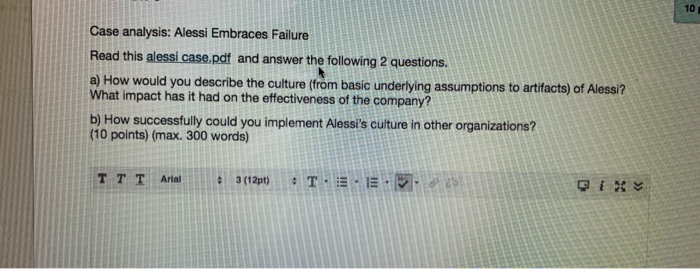 Case analysis: Alessi Embraces Failure Read this | Chegg.com