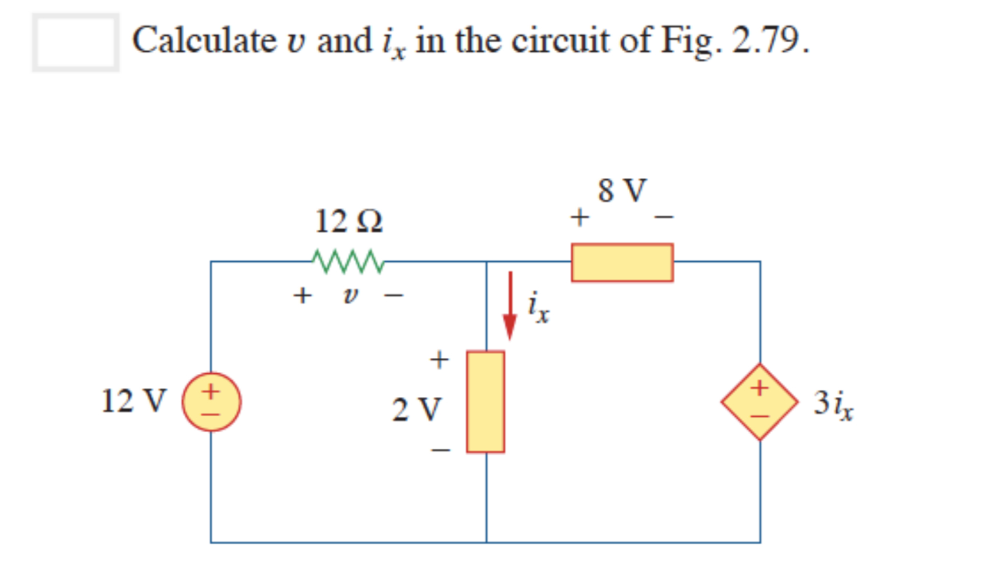 Solved Calculate v ﻿and ix ﻿in the circuit of Fig. | Chegg.com
