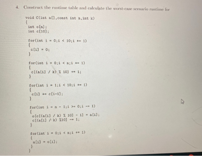 Solved 4. Construct the runtime table and calculate the | Chegg.com