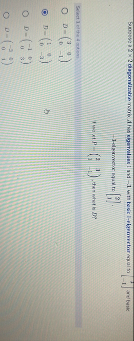 Solved Suppose a 2×2 ﻿diagonalizable matrix A has | Chegg.com