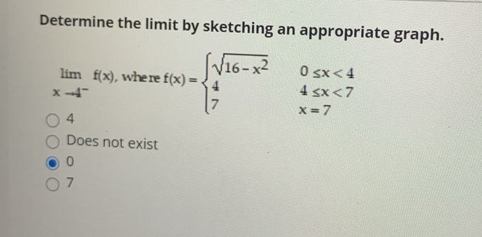 Solved Determine the limit by sketching an appropriate | Chegg.com
